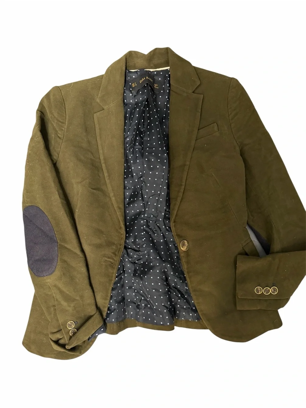 Jackets & Coats | Olive Green Zara Blazer With Elbow Patches | Poshmark